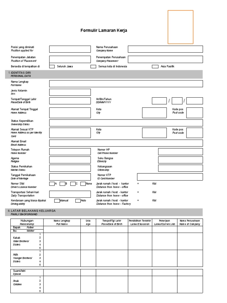 Formulir Lamaran Kerja | PDF