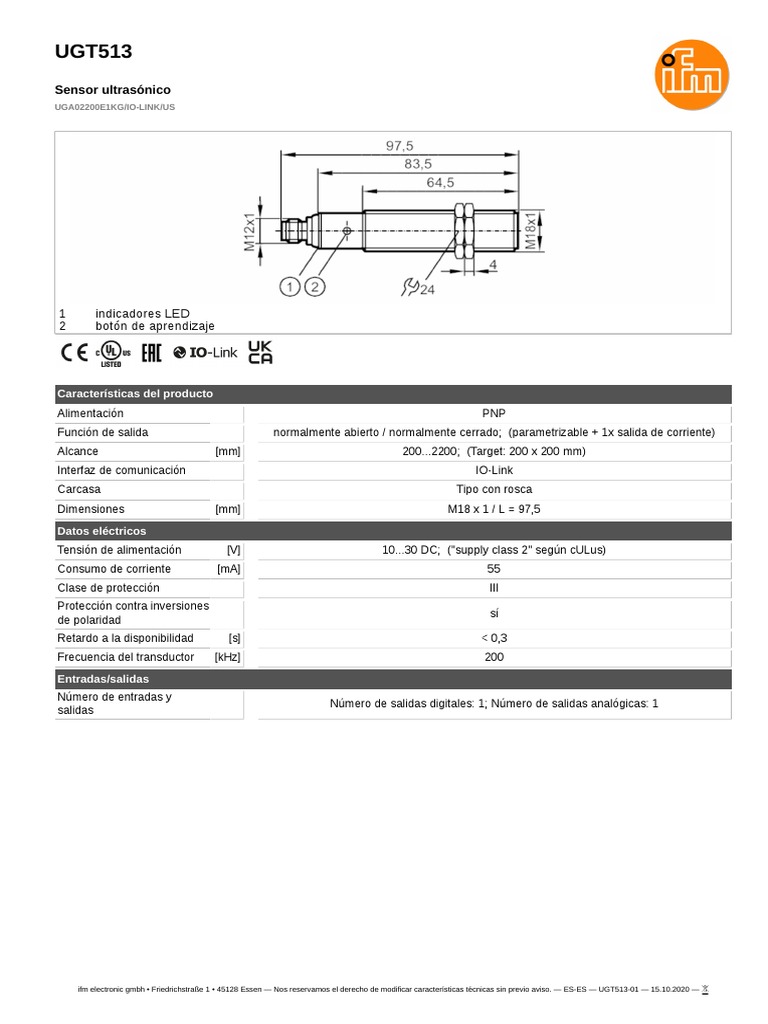 Sensor IFM | PDF | Sensor | Ingenieria Eléctrica