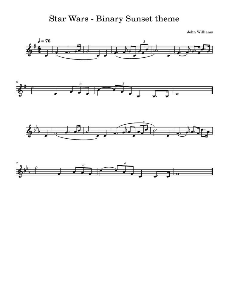 Star Wars: Binary Sunset Sheet Music | PDF