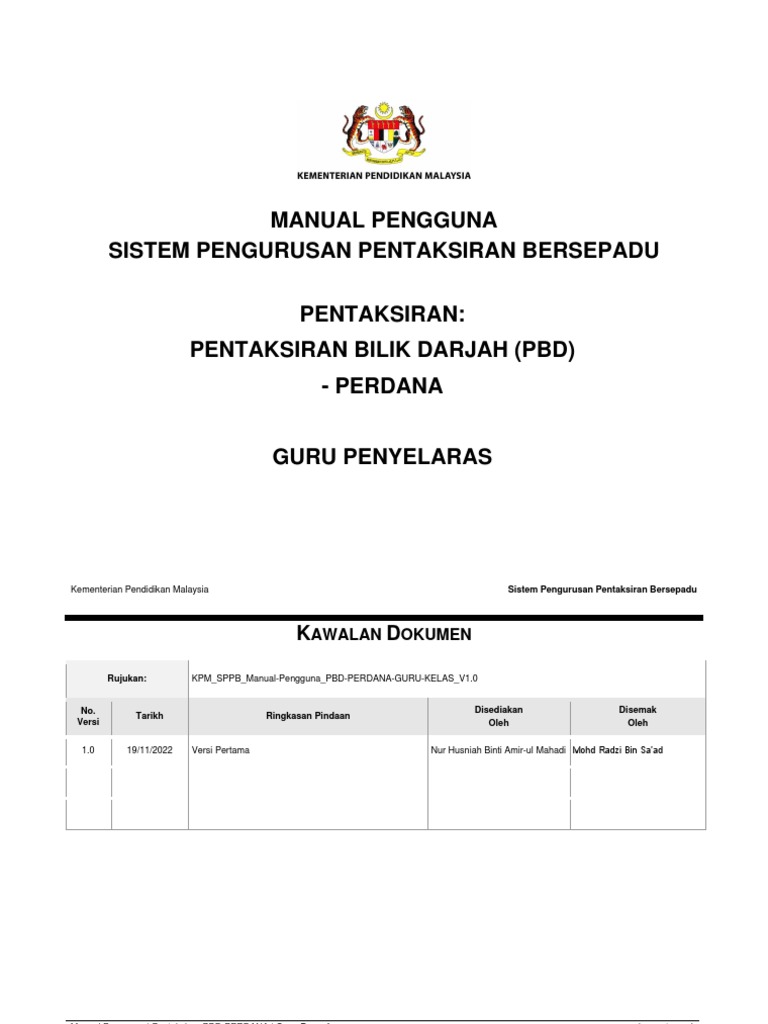 KPM SPPB Manual Pengguna PBD Perdana Guru Penyelaras PBD v1.0 | PDF