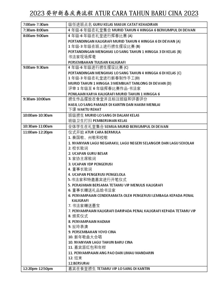 2023新春流程atur Cara Cny | PDF