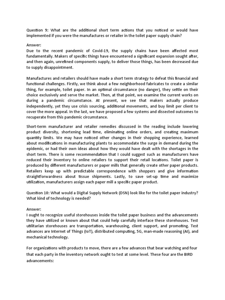 Supply Chain of Toilet Paper | PDF | Retail | Internet Of Things