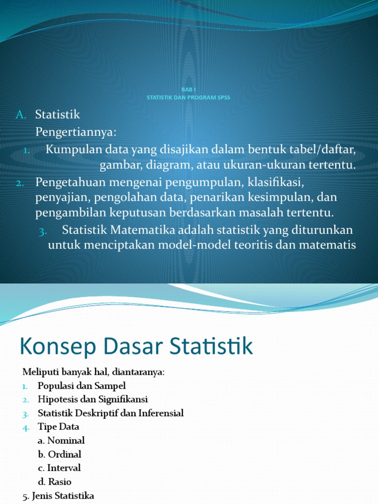 STATISTIK DAN PROGRAM SPSS BAB 1 Dan BAB 2 | PDF