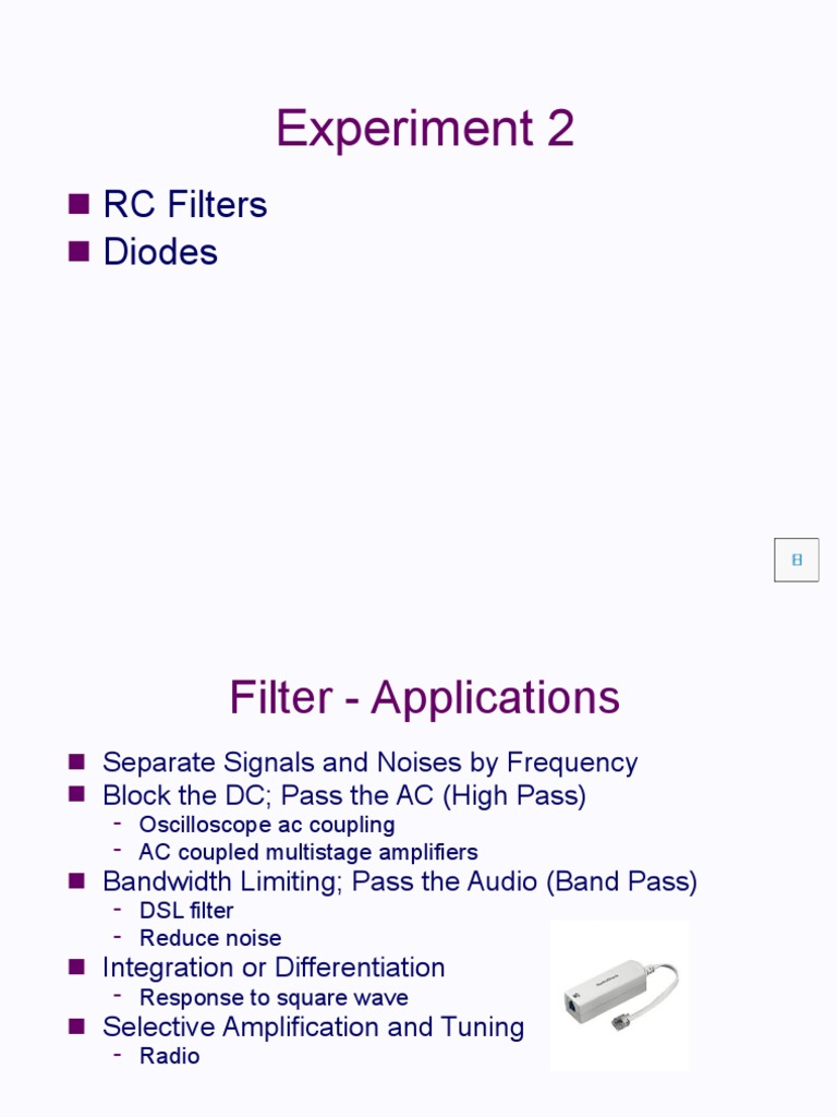 Experiment 2: RC Filters Diodes | PDF | Diode | Low Pass Filter