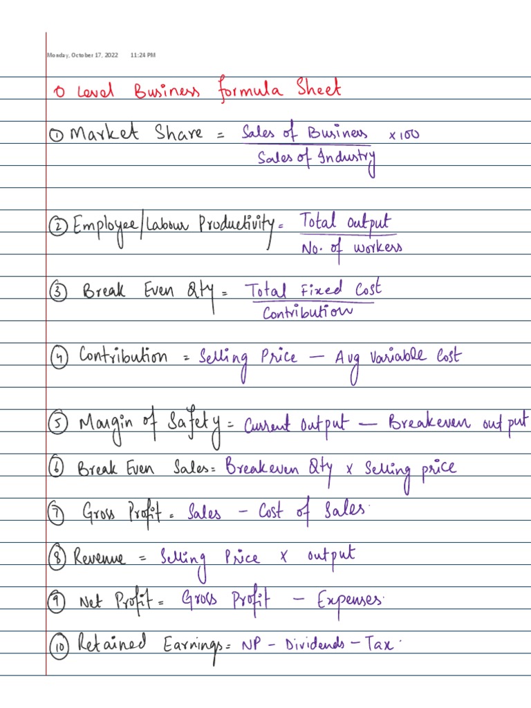 Formula Sheet O Level | PDF