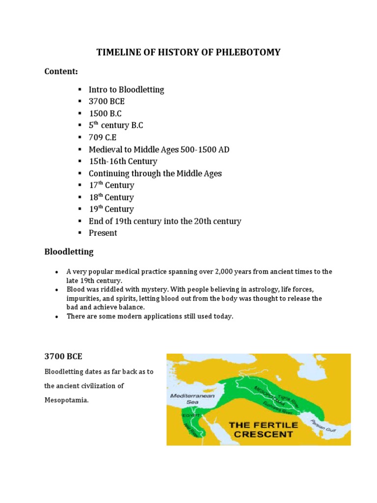 Timeline History of Phlebotomy | PDF | Clinical Medicine | Medicine