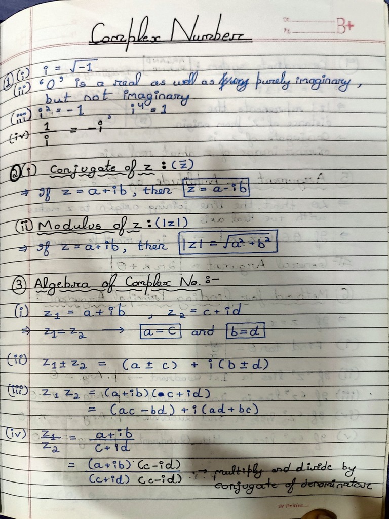 Formula Sheet For Complex Numbers Jee Pdf