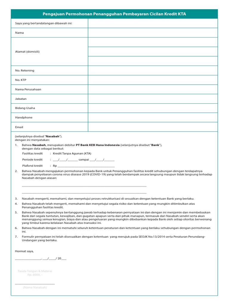 Form Relaksasi KTA | PDF