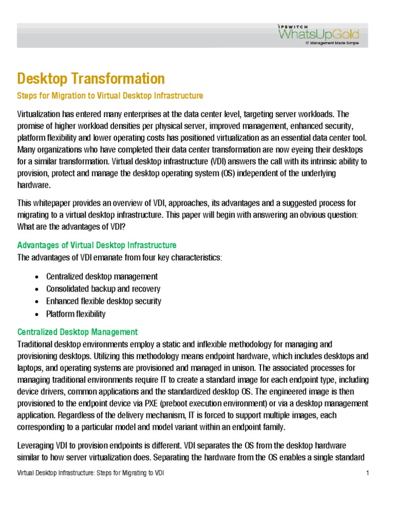 Desktop Transformation - Steps For Migration To Virtual Desktop ...