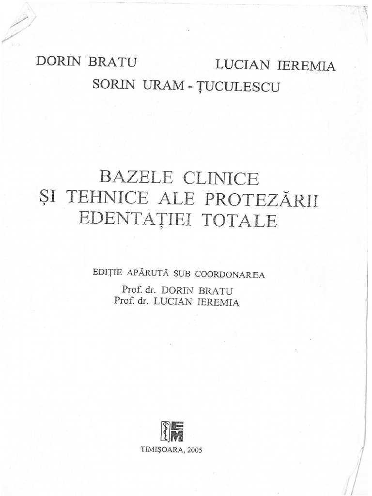 BAZELE CLINICE ŞI TEHNICE ALE PROTEZĂRII FIXE (Partea 1) | PDF