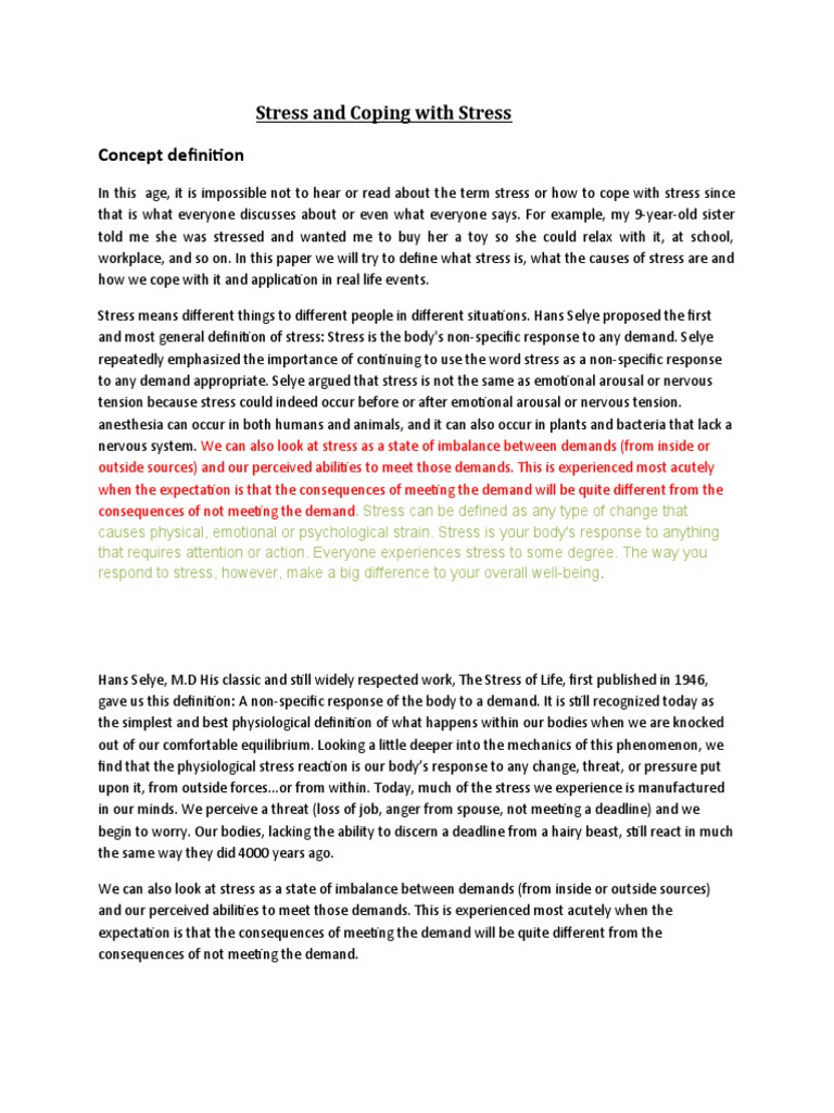 Stress and Coping With Stress | PDF | Stress (Biology) | Emotions