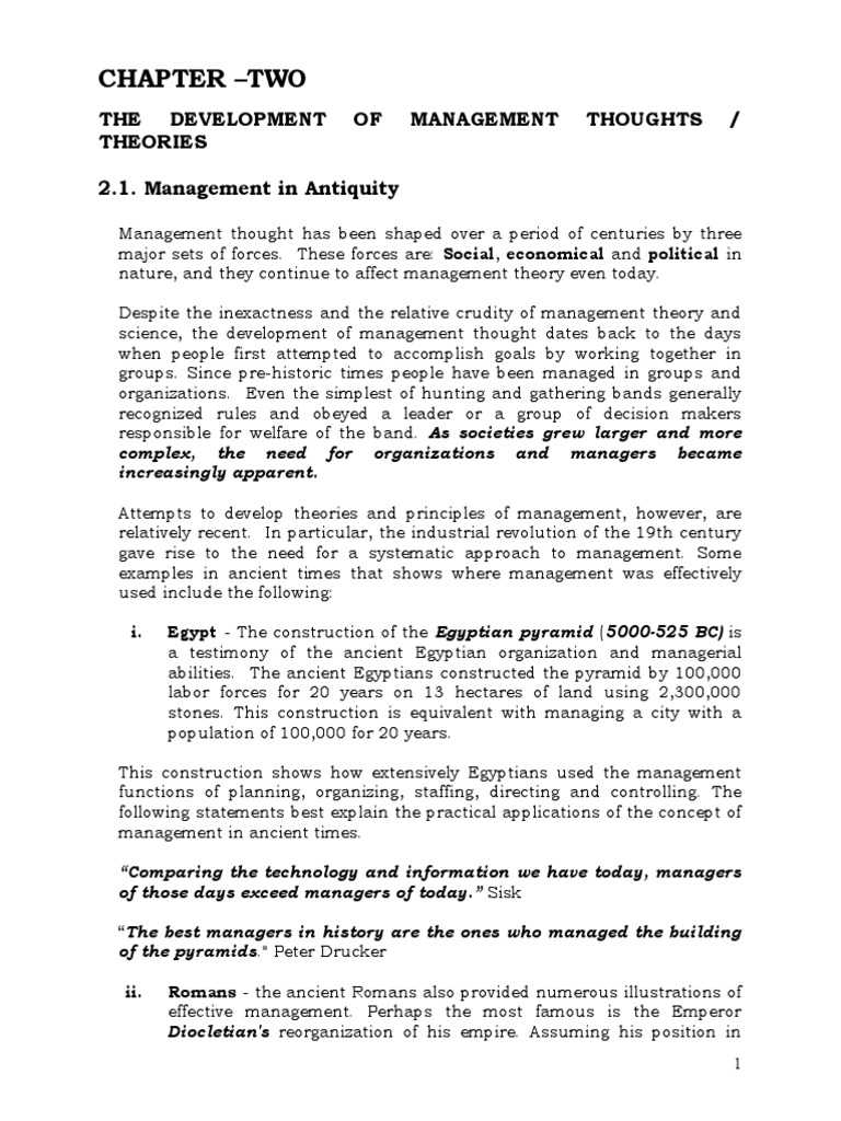 CHAPTER 2 Management Thoughts | PDF | System | Division Of Labour