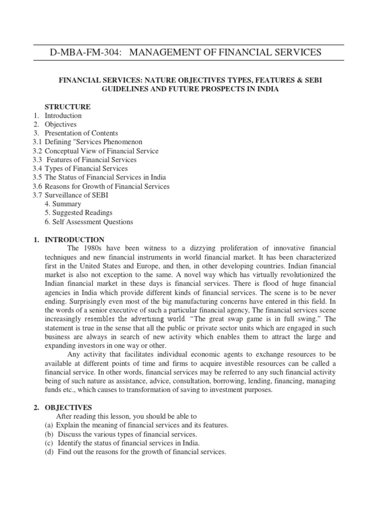 D-Mba-Fm-304 Management of Financial Services | PDF | Lease | Stocks