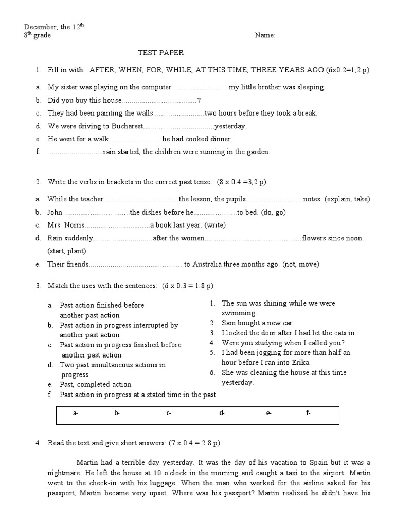 Test Paper - 8th Grade | PDF