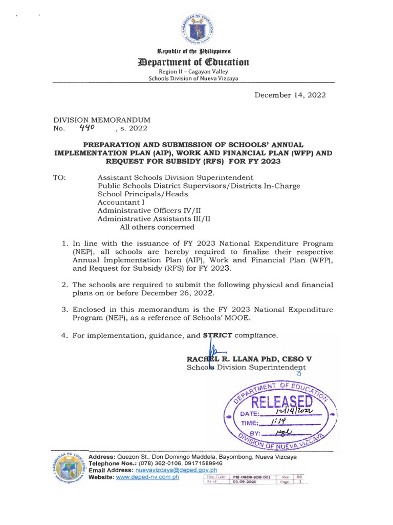 DM No. 440, S. 2022 | PDF