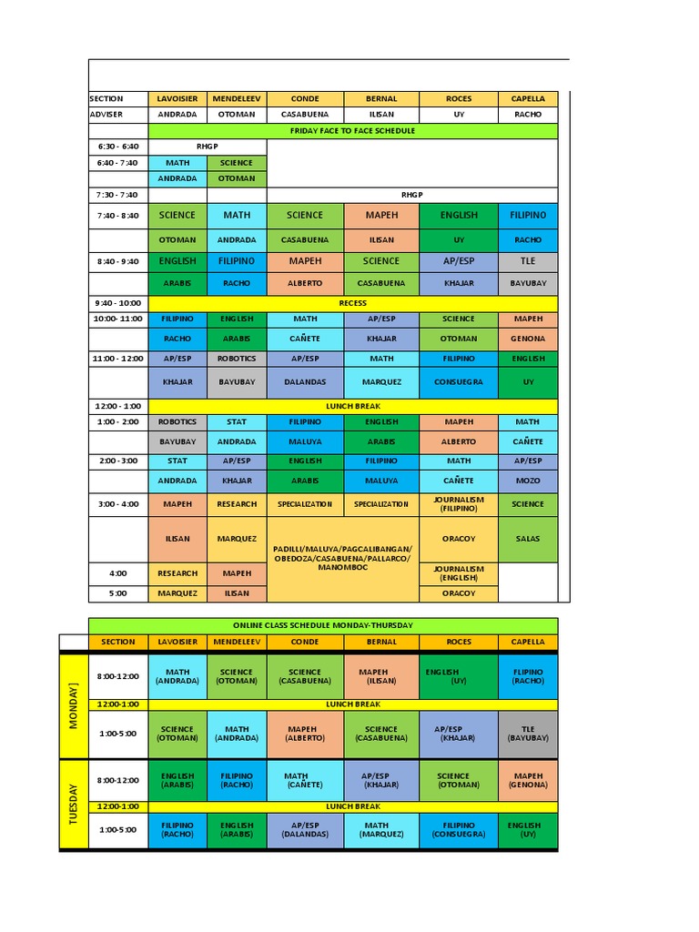 Grade 9 Consolidated Class Program Sy 2022 2023 Final Daily Sched | PDF ...