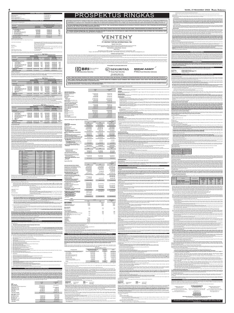 D - Prospektus Ringkas Awal VENTENY Bisnis Indonesia | PDF