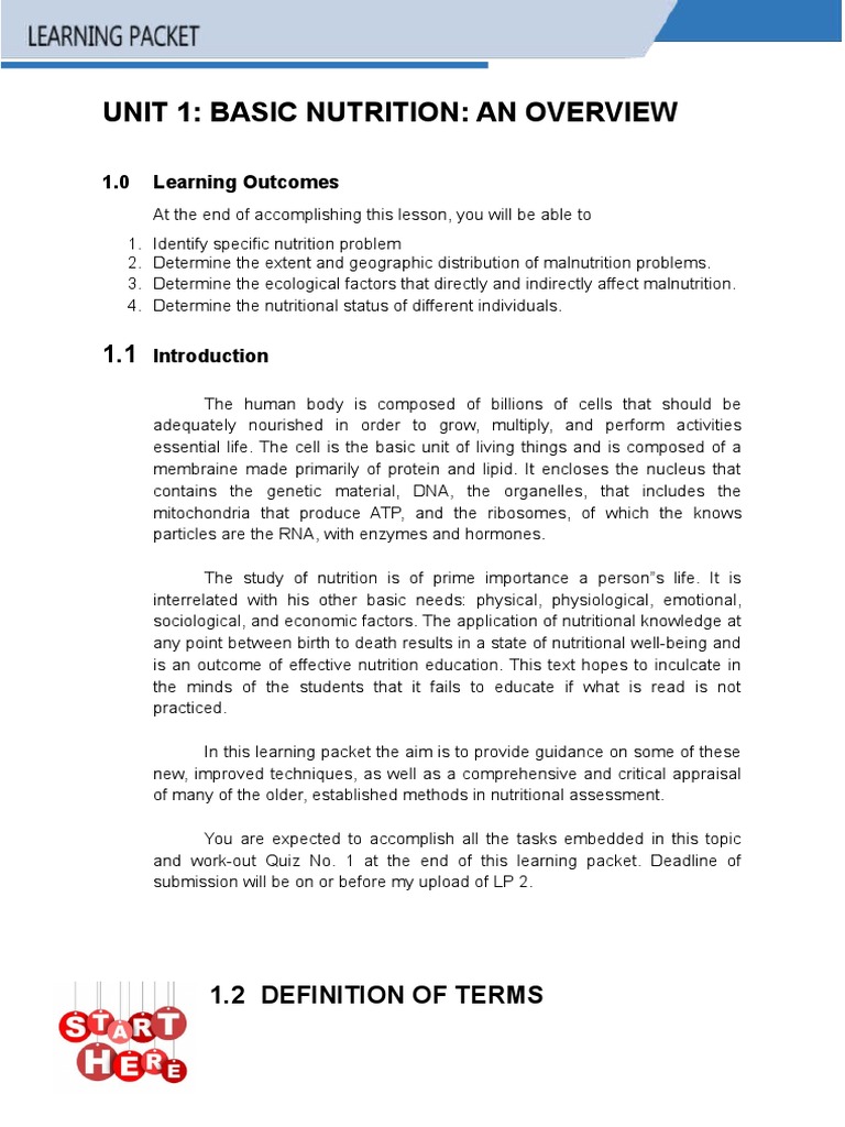 LP 1 - Nutritional Assessment | PDF | Nutrients | Foods