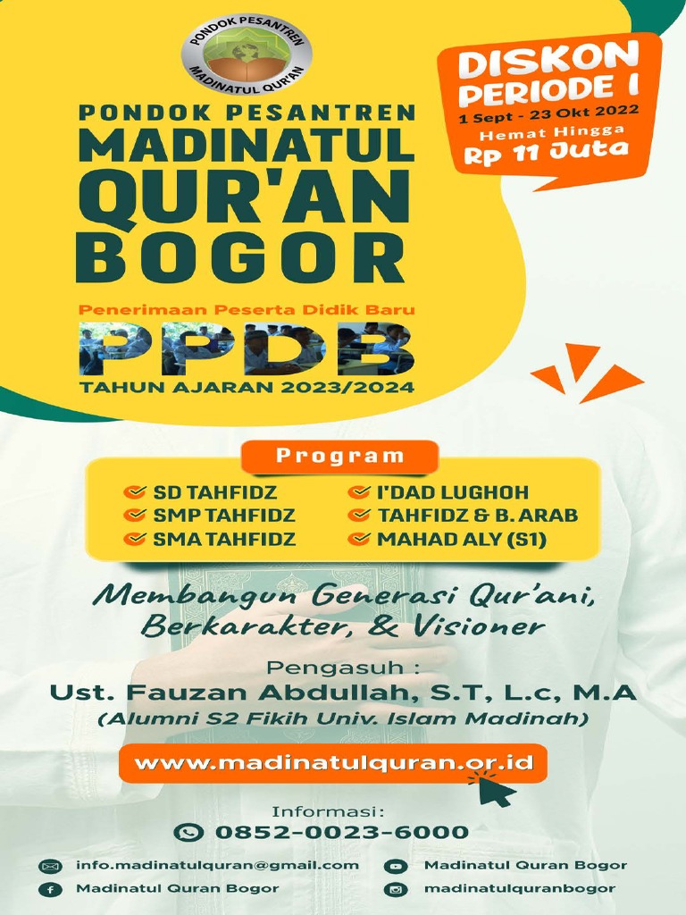 Brosur PPDB Madinatul Quran 2023 2024 | PDF