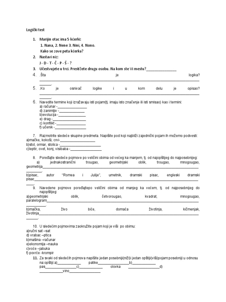 Logički Test | PDF