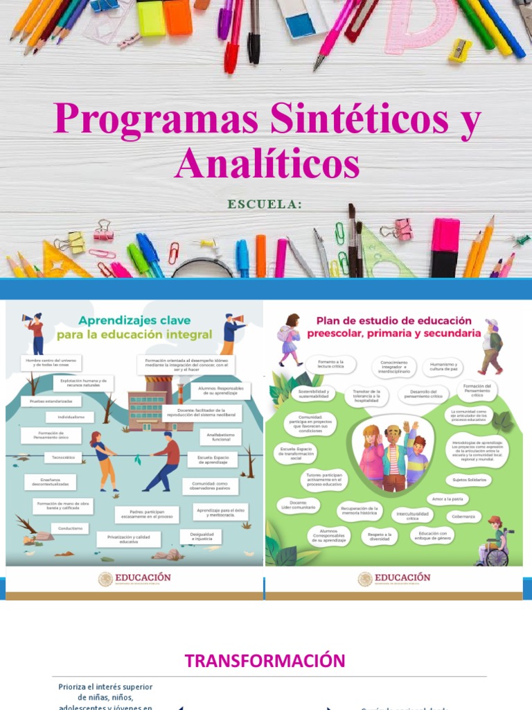 B. Programas Sintéticos y Analíticos | PDF | Plan de estudios | Cognición
