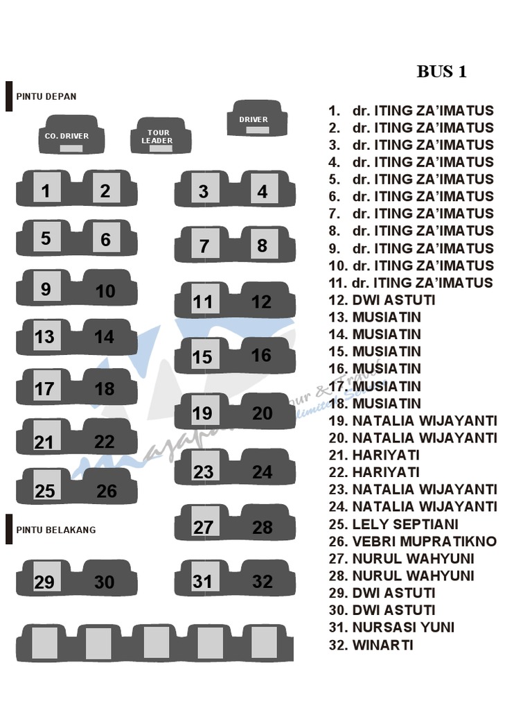 Seating arrangement for two tour buses with names of passengers | PDF