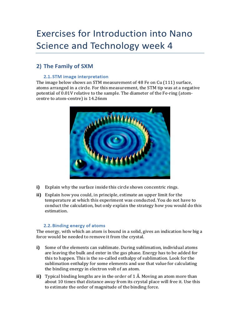 Exercises For Introduction Into Nano Science and Technology - Week4 ...