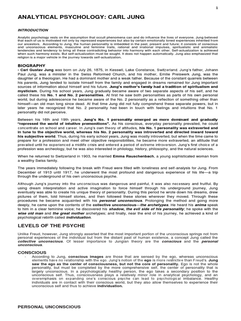 Lesson 3. Analytical Theory Carl Jung PDF | PDF | Unconscious Mind | Carl Jung