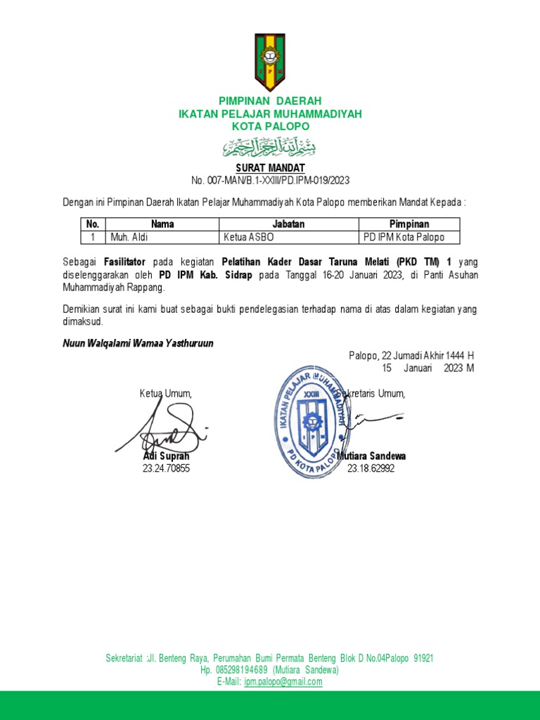 019 - (007) MAN. Fasilitator PKD TMI 1 Sidrap (ALDI) | PDF