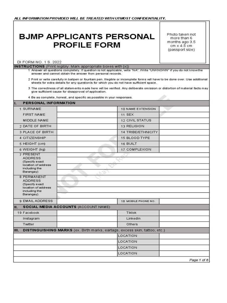 BJMP Applicant Profile Form | PDF
