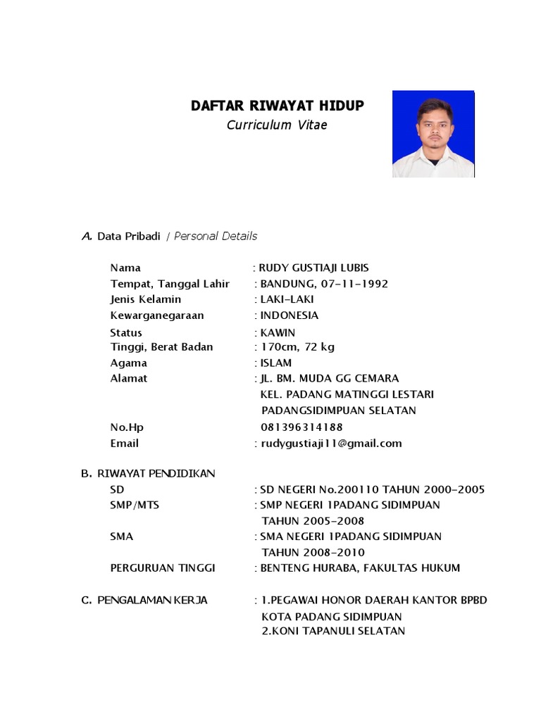 Daftar Riwayat Hidup Cv-2 | PDF