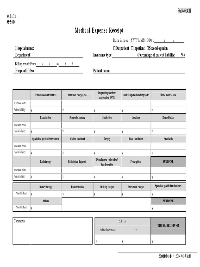 Medical Expense Receipt | PDF | Patient | Medical Diagnosis