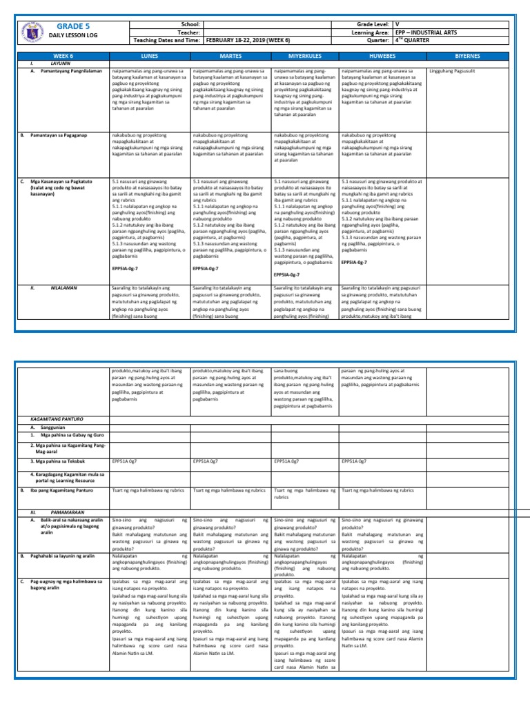 DLL G5 Q4 Week 6 All Subjects | PDF
