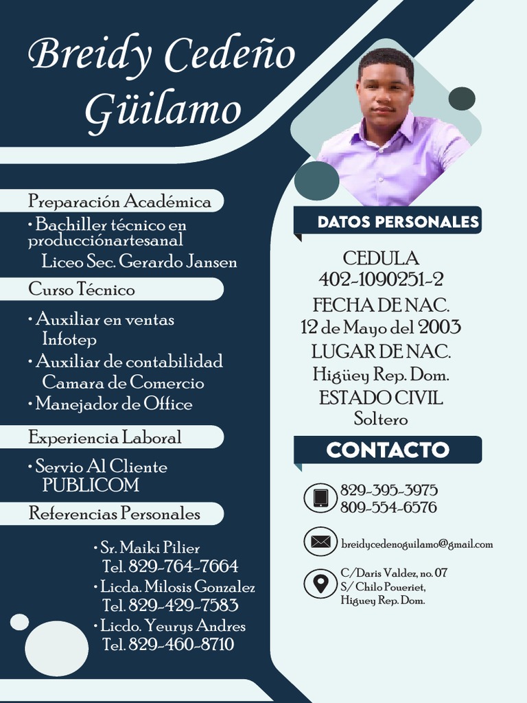 Datos de Breidy Cedeño Güilamo | PDF