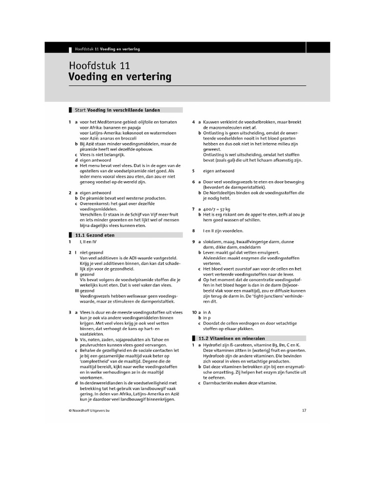Biologie Nectar Antwoorden H11 en H12 Vwo 5 | PDF