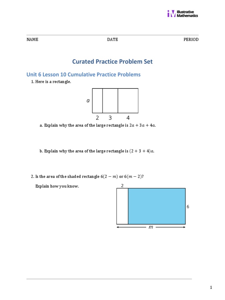 Grade6!6!10 Lesson Curated Practice Problem Set | PDF | Creative ...