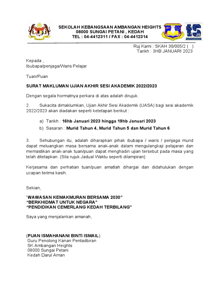 Surat Makluman Uasa | PDF