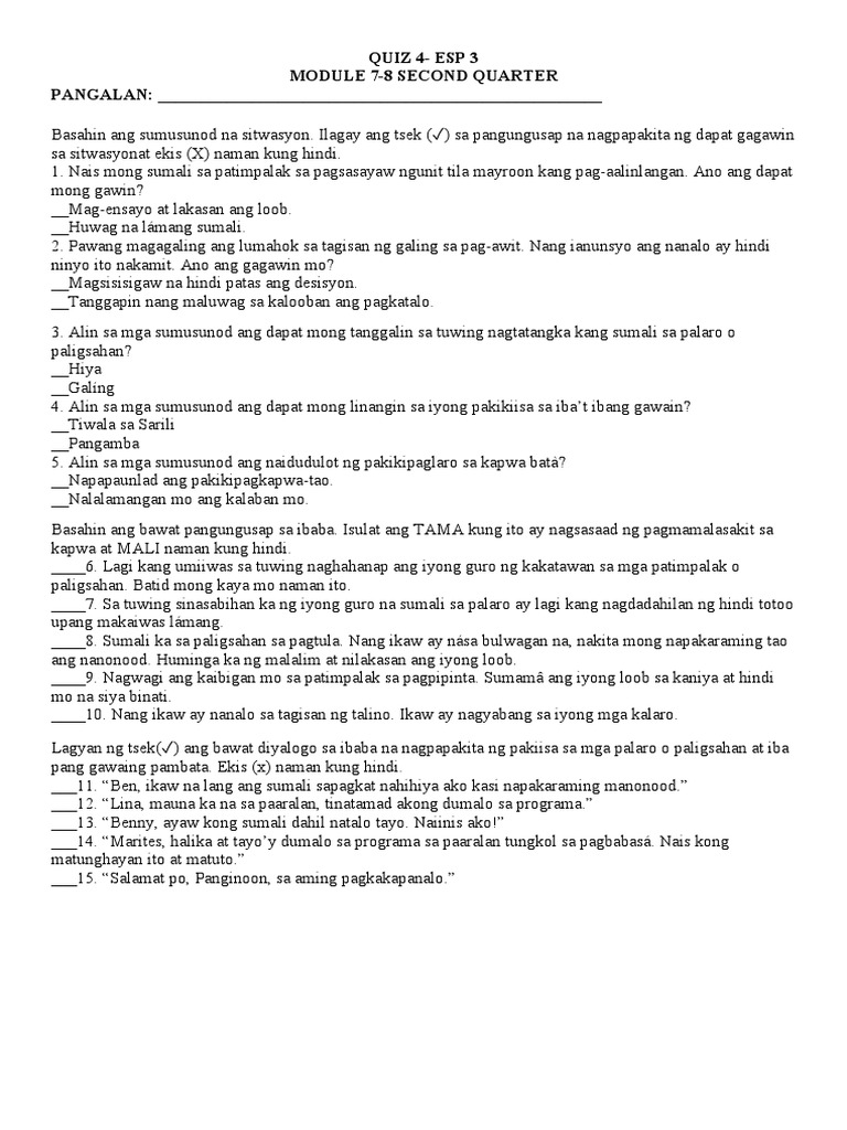 Quiz 4 Esp 3 | PDF