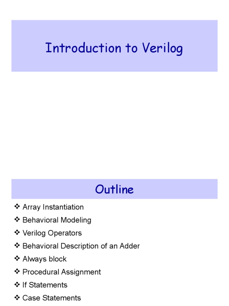 Verilog Presentation | PDF | Parameter (Computer Programming) | Arithmetic Verilog Presentation | PDF | Parameter (Computer Programming) | Arithmetic