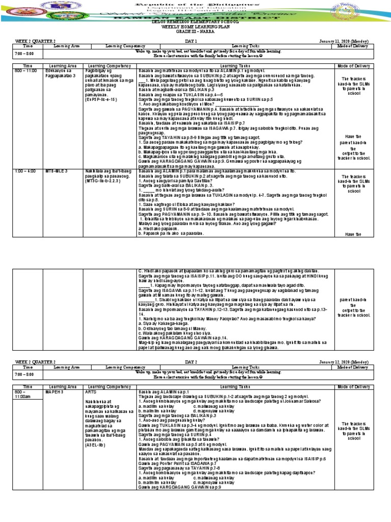 WHLP Week 2 Grade3 Q2 | PDF