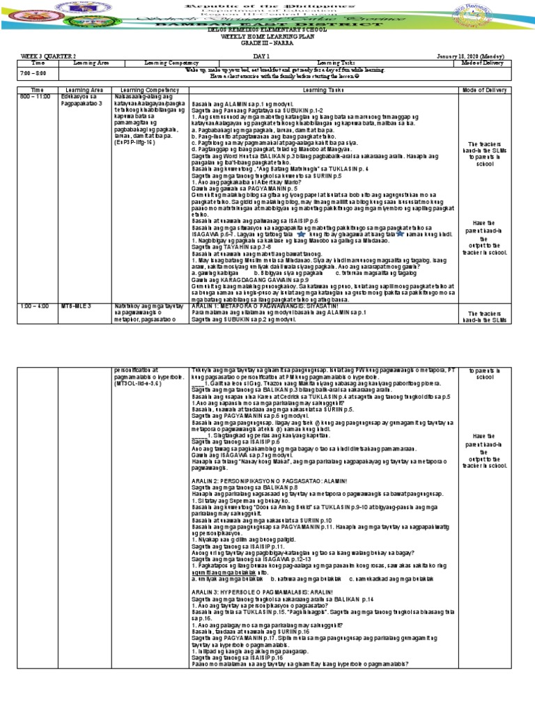 WHLP Week 3 Grade3 Q2 | PDF