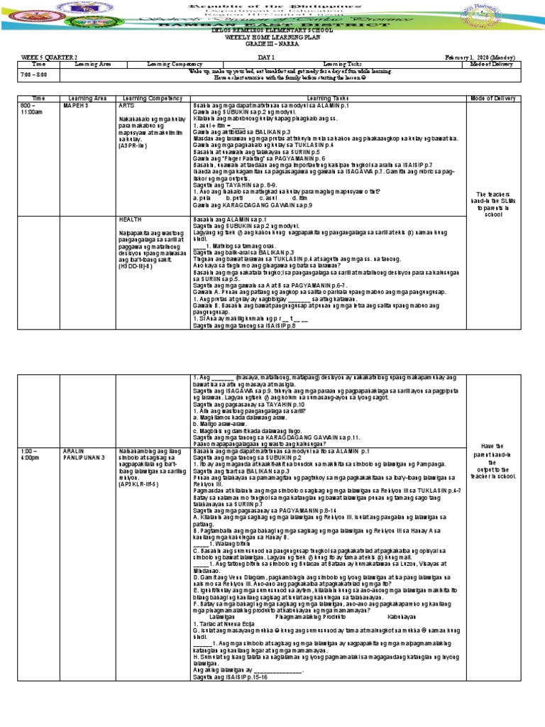 WHLP Week 5 Grade3 Q2 | PDF