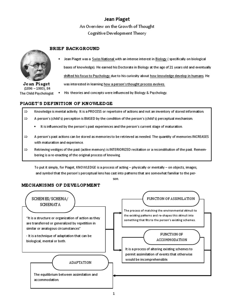 Jean Piaget | PDF | Schema (Psychology) | Perception