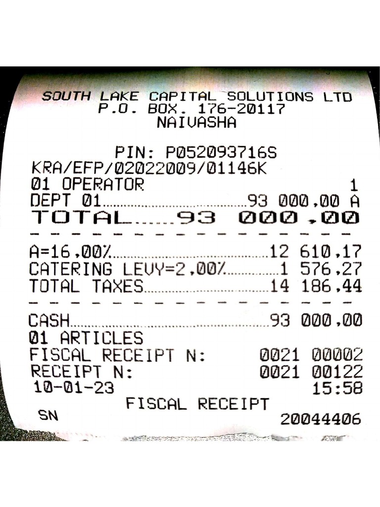 Corrected Etr Receipt For Invoice 133-23 | PDF