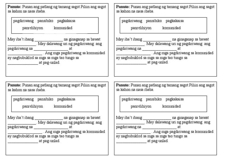 Activities1 - Panrelihiyon at Pansibikong Pagdiriwang | PDF