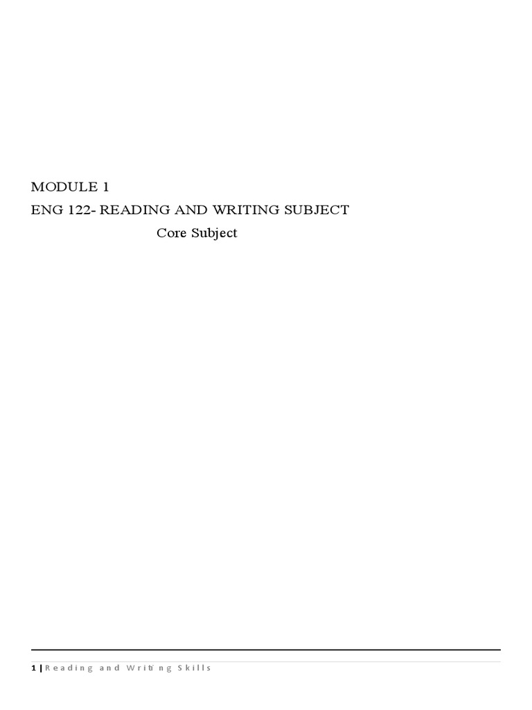 Module 1 Reading and Writing Skills | PDF | Idea | Brainstorming