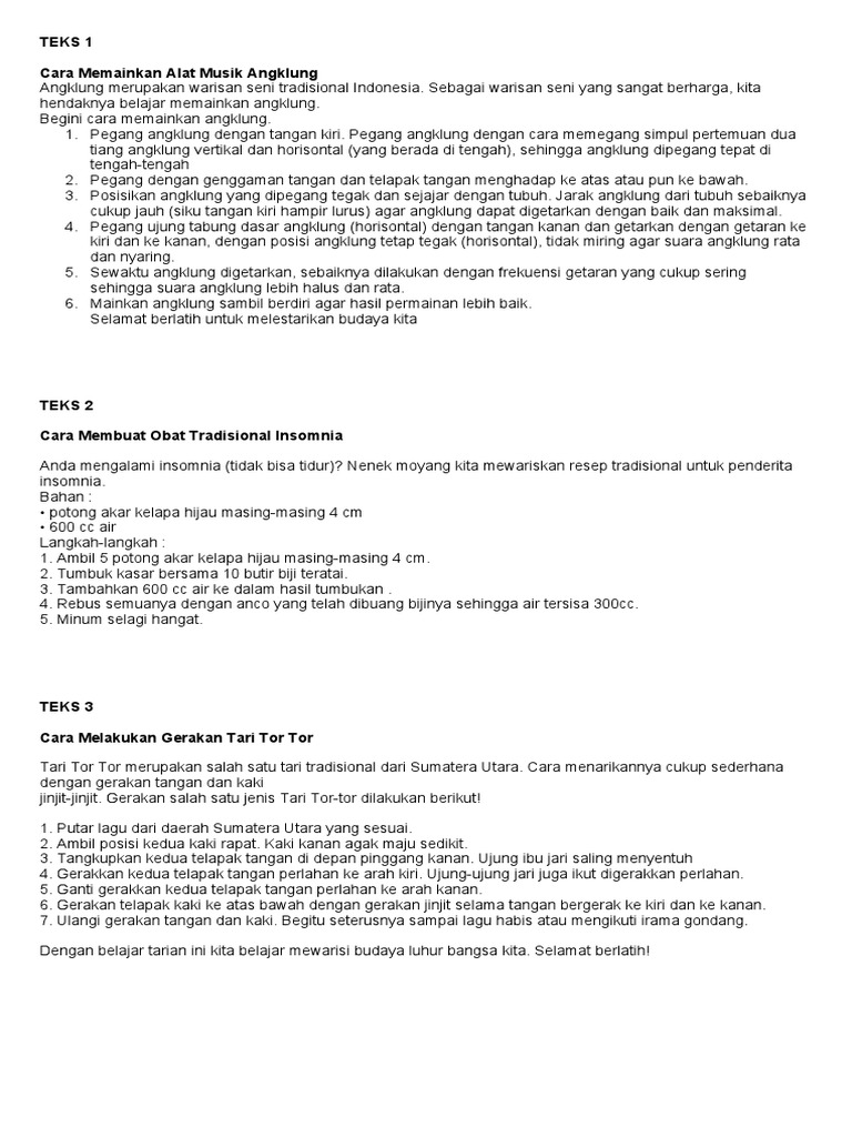 Soal Identifikasi Teks Prosedur | PDF