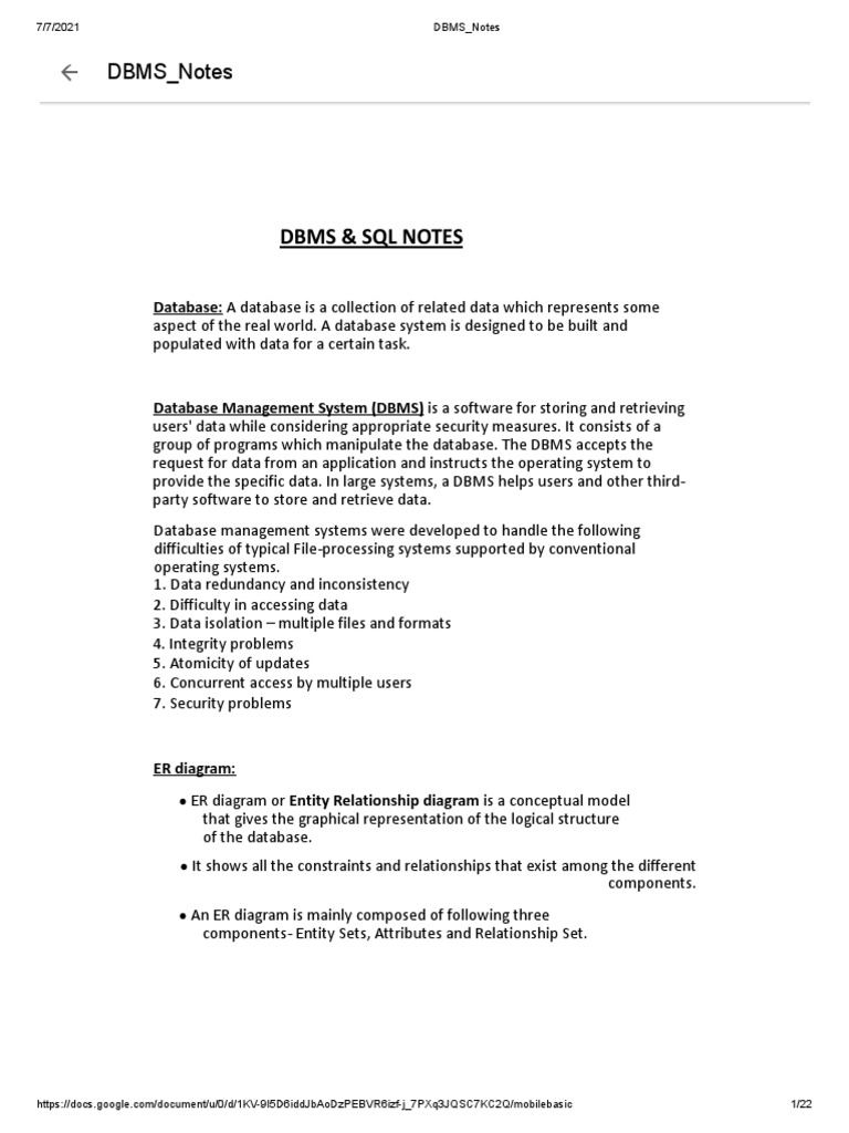 DBMS Notes | Download Free PDF | Database Transaction | Databases DBMS Notes | Download Free PDF | Database Transaction | Databases