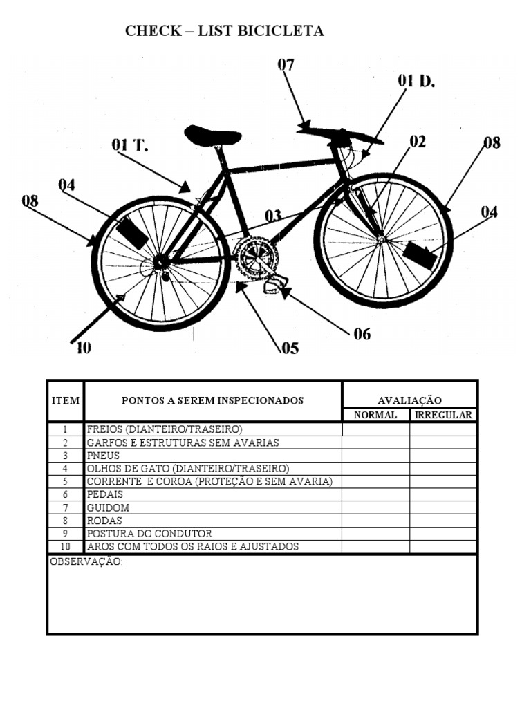 Check List Bicicleta | PDF | Casa e Jardim | Tecnologia e Engenharia