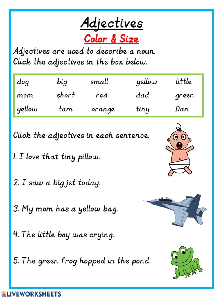 Understanding Adjectives: Color & Size | PDF